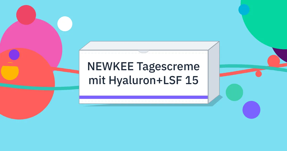Symbolbild: Packung mit der Aufschrift NEWKEE Tagescreme mit Hyaluron+LSF 15 (PZN 20699887) – Verfügbarkeit und Bezug in Apotheken in Frankfurt am Main