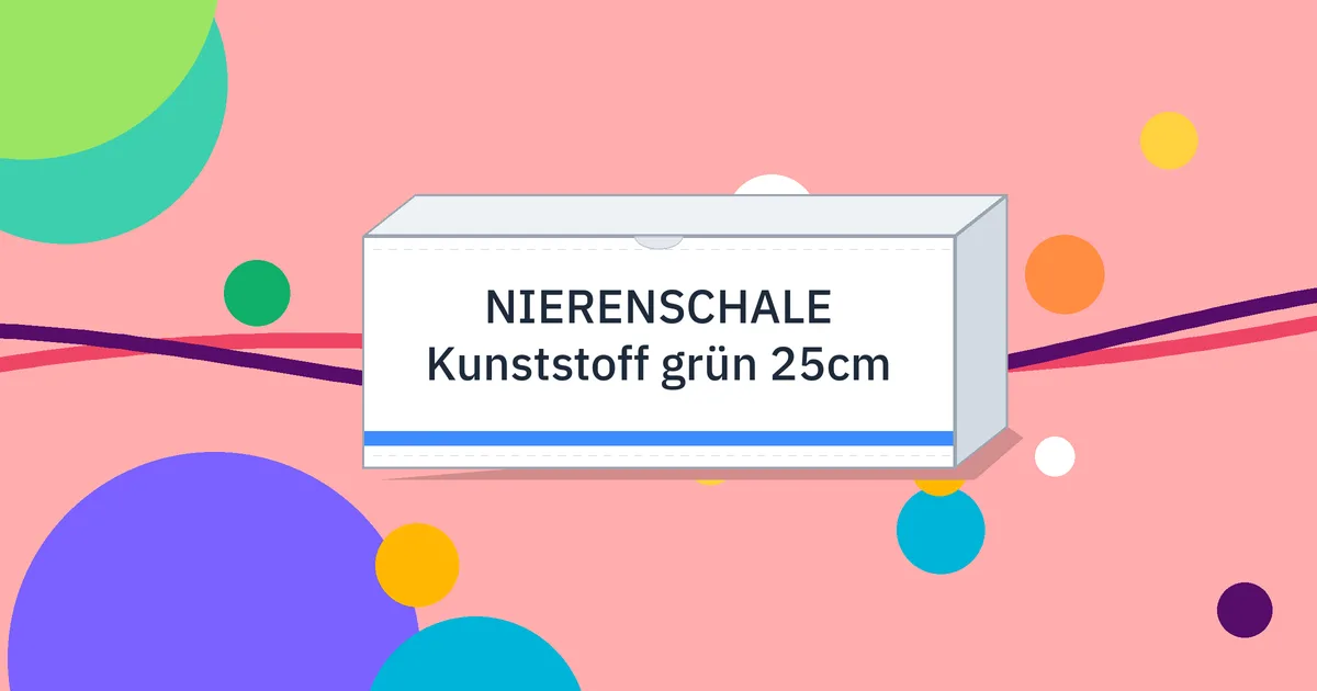 Symbolbild: Packung mit der Aufschrift NIERENSCHALE Kunststoff grün 25cm (PZN 06078776) – Verfügbarkeit und Bezug in Apotheken in Frankfurt am Main
