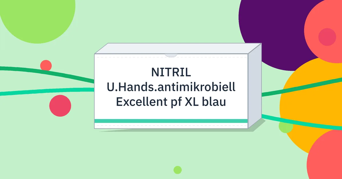 Symbolbild: Packung mit der Aufschrift NITRIL U.Hands.antimikrobiell Excellent pf XL blau (PZN 15270248) – Verfügbarkeit und Bezug in Apotheken in Frankfurt am Main