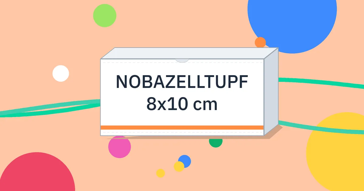 Symbolbild: Packung mit der Aufschrift NOBAZELLTUPF 8x10 cm (PZN 09489209) – Verfügbarkeit und Bezug in Apotheken in Frankfurt am Main