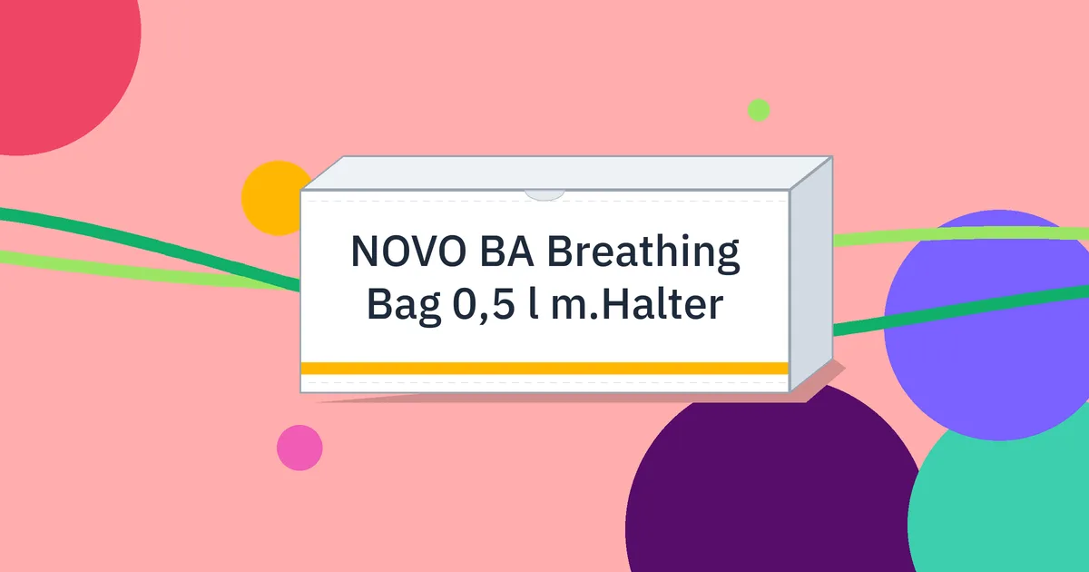 Symbolbild: Packung mit der Aufschrift NOVO BA Breathing Bag 0,5 l m.Halter (PZN 20023434) – Verfügbarkeit und Bezug in Apotheken in Frankfurt am Main