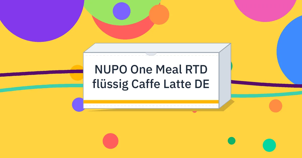Symbolbild: Packung mit der Aufschrift NUPO One Meal RTD flüssig Caffe Latte DE (PZN 20895252) – Verfügbarkeit und Bezug in Apotheken in Frankfurt am Main