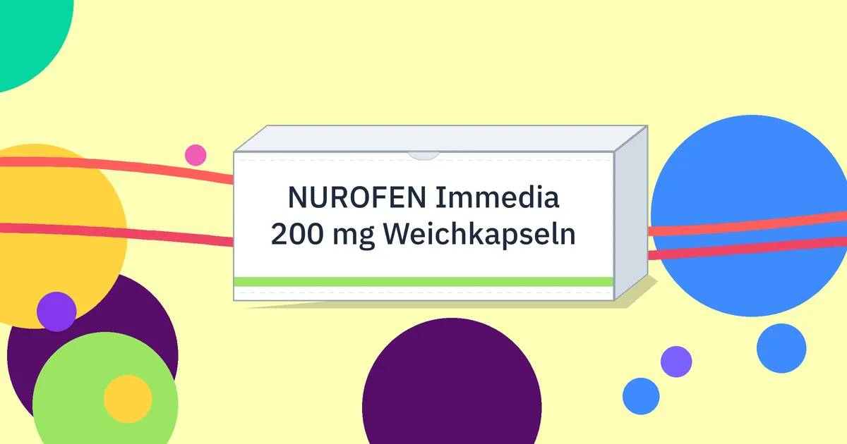 Symbolbild: Packung mit der Aufschrift NUROFEN Immedia 200 mg Weichkapseln (PZN 00146519) – Verfügbarkeit und Bezug in Apotheken in Frankfurt am Main