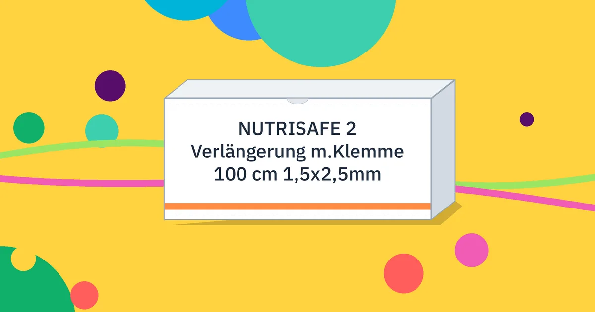 Symbolbild: Packung mit der Aufschrift NUTRISAFE 2 Verlängerung m.Klemme 100 cm 1,5x2,5mm (PZN 17910367) – Verfügbarkeit und Bezug in Apotheken in Frankfurt am Main