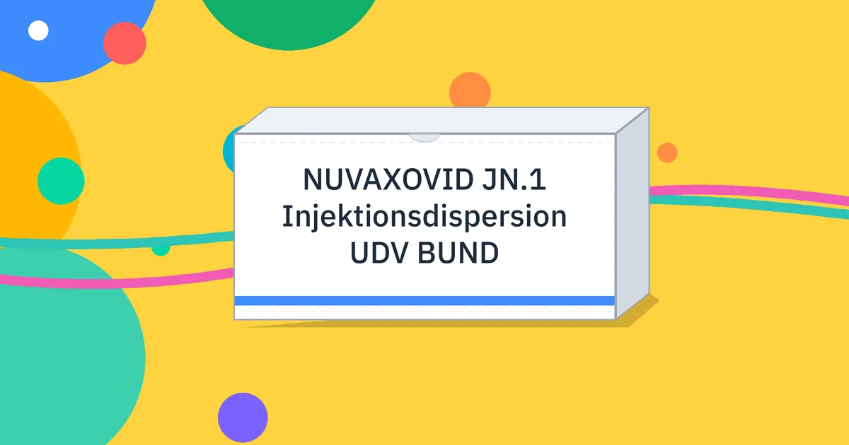 Symbolbild: Packung mit der Aufschrift NUVAXOVID JN.1 Injektionsdispersion UDV BUND (PZN 19395515) – Verfügbarkeit und Bezug in Apotheken in Frankfurt am Main