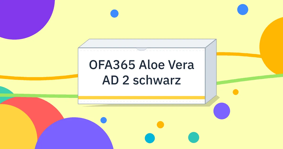 Symbolbild: Packung mit der Aufschrift OFA365 Aloe Vera AD 2 schwarz (PZN 16723479) – Verfügbarkeit und Bezug in Apotheken in Frankfurt am Main