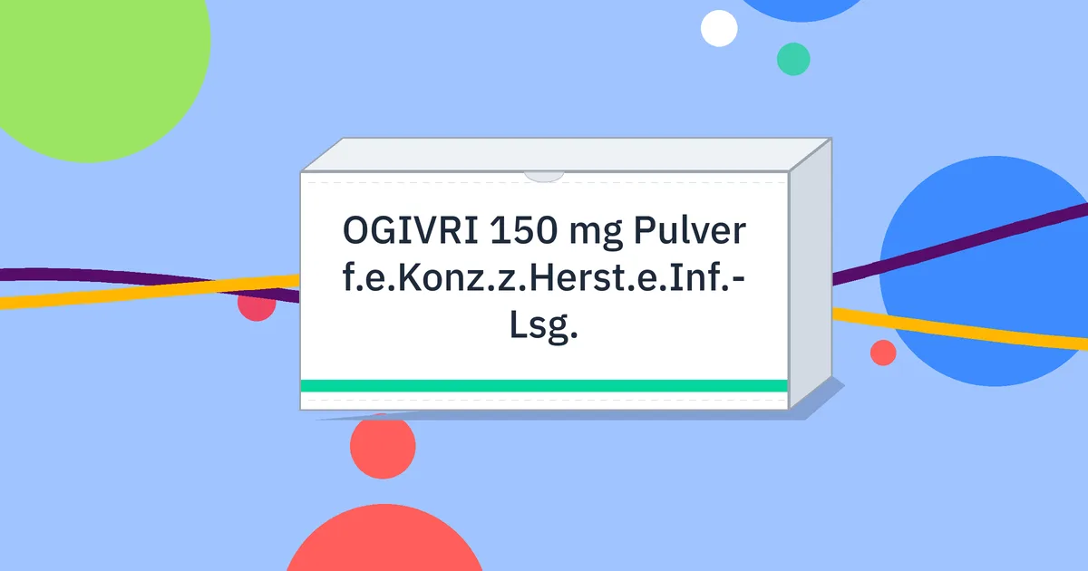 Symbolbild: Packung mit der Aufschrift OGIVRI 150 mg Pulver f.e.Konz.z.Herst.e.Inf.-Lsg. (PZN 15023863) – Verfügbarkeit und Bezug in Apotheken in Frankfurt am Main