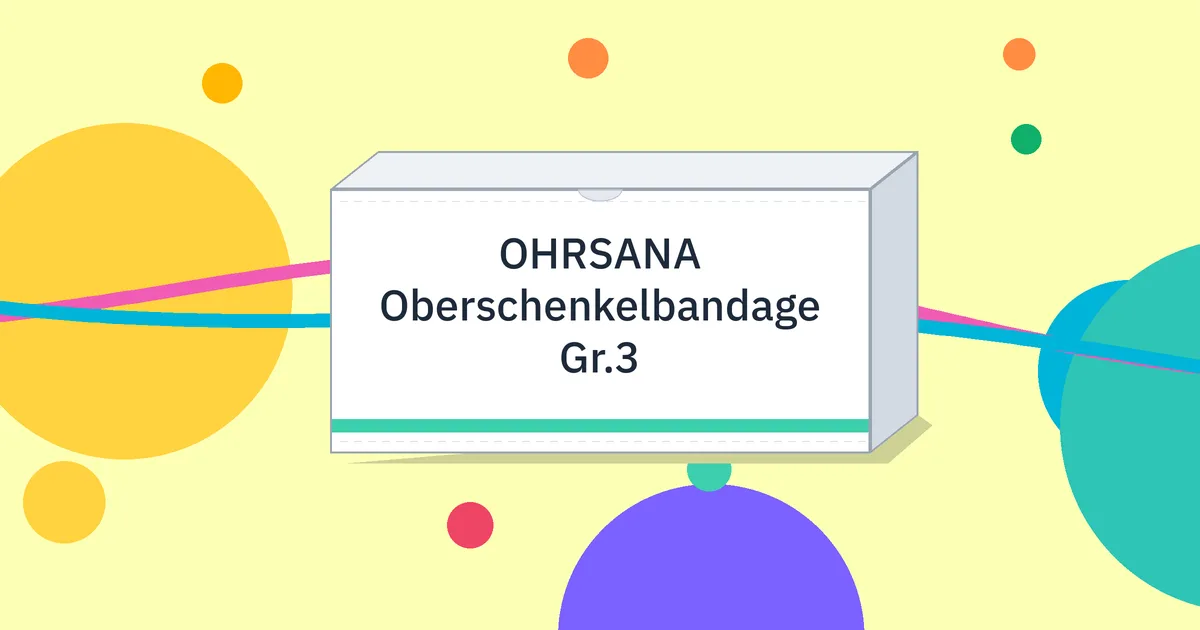 Symbolbild: Packung mit der Aufschrift OHRSANA Oberschenkelbandage Gr.3 (PZN 02669629) – Verfügbarkeit und Bezug in Apotheken in Frankfurt am Main