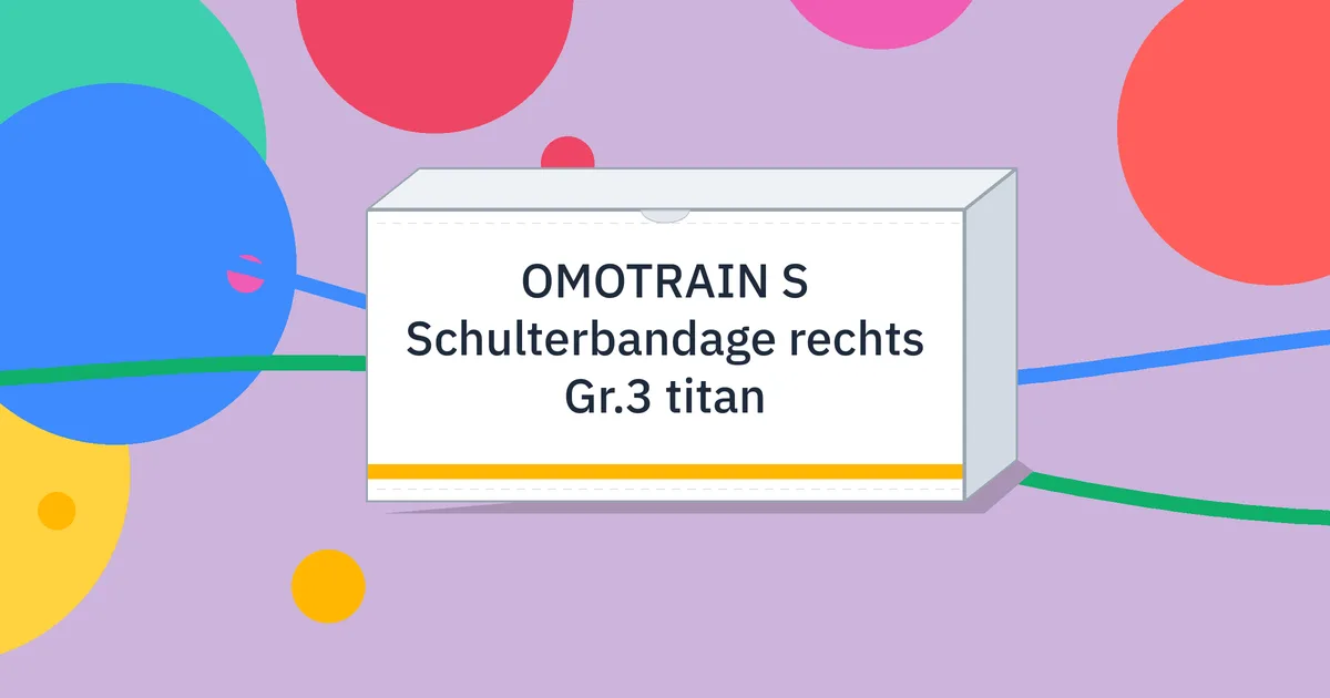 Symbolbild: Packung mit der Aufschrift OMOTRAIN S Schulterbandage rechts Gr.3 titan (PZN 01865038) – Verfügbarkeit und Bezug in Apotheken in Frankfurt am Main