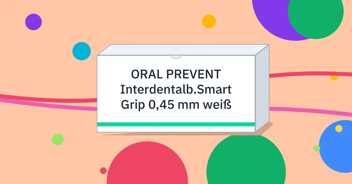 Symbolbild: Packung mit der Aufschrift ORAL PREVENT Interdentalb.Smart Grip 0,45 mm weiß (PZN 10216534) – Verfügbarkeit und Bezug in Apotheken in Frankfurt am Main