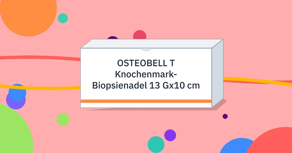 Symbolbild: Packung mit der Aufschrift OSTEOBELL T Knochenmark-Biopsienadel 13 Gx10 cm (PZN 19831672) – Verfügbarkeit und Bezug in Apotheken in Frankfurt am Main