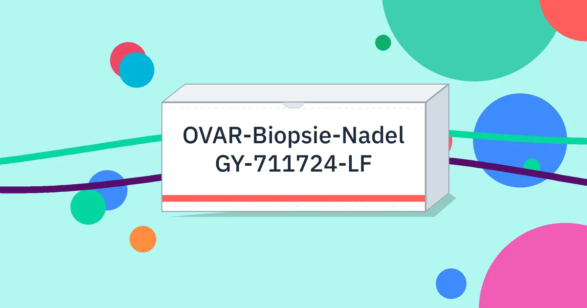Symbolbild: Packung mit der Aufschrift OVAR-Biopsie-Nadel GY-711724-LF (PZN 18085669) – Verfügbarkeit und Bezug in Apotheken in Frankfurt am Main