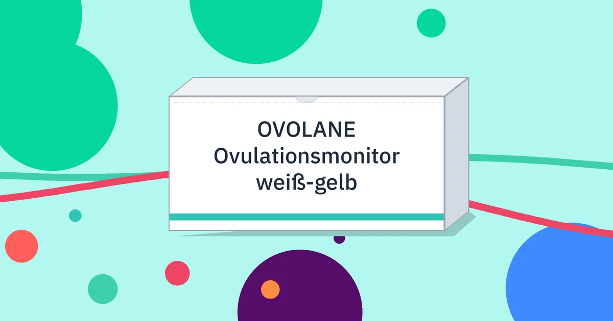 Symbolbild: Packung mit der Aufschrift OVOLANE Ovulationsmonitor weiß-gelb (PZN 13865612) – Verfügbarkeit und Bezug in Apotheken in Frankfurt am Main