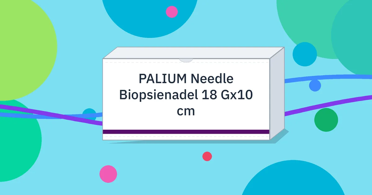 Symbolbild: Packung mit der Aufschrift PALIUM Needle Biopsienadel 18 Gx10 cm (PZN 16922859) – Verfügbarkeit und Bezug in Apotheken in Frankfurt am Main