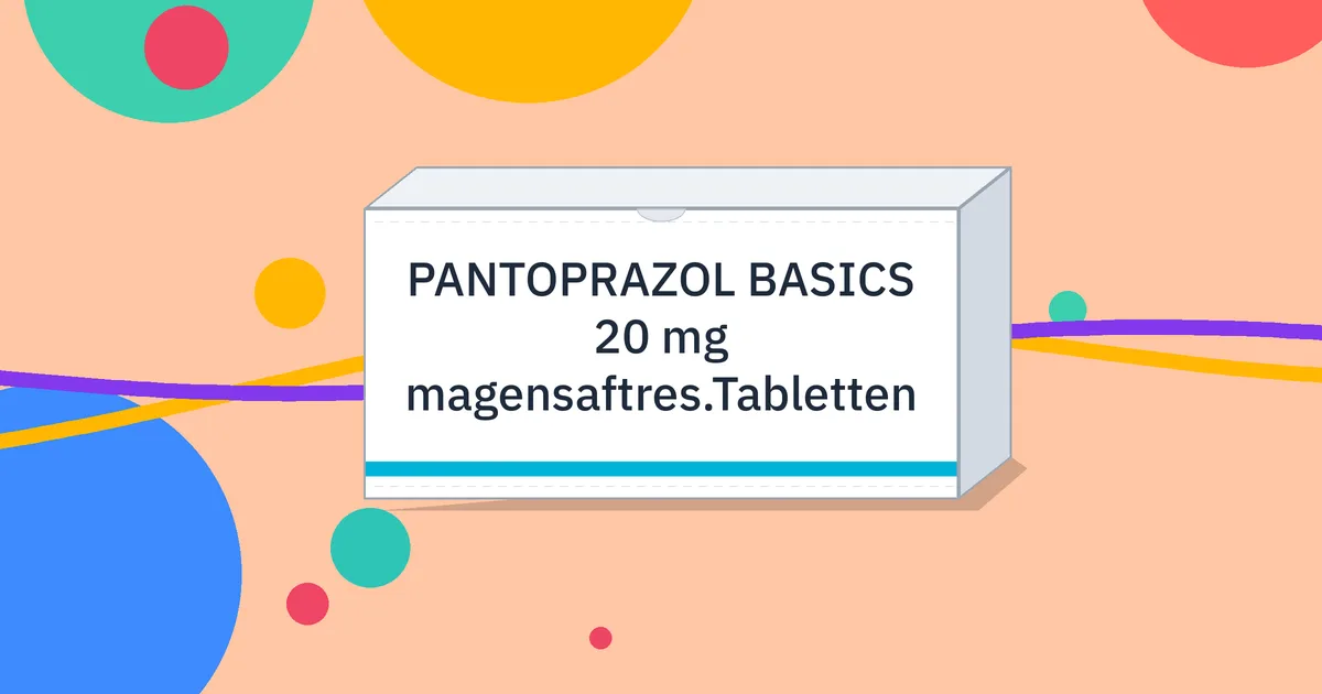Symbolbild: Packung mit der Aufschrift PANTOPRAZOL BASICS 20 mg magensaftres.Tabletten (PZN 03275849) – Verfügbarkeit und Bezug in Apotheken in Frankfurt am Main