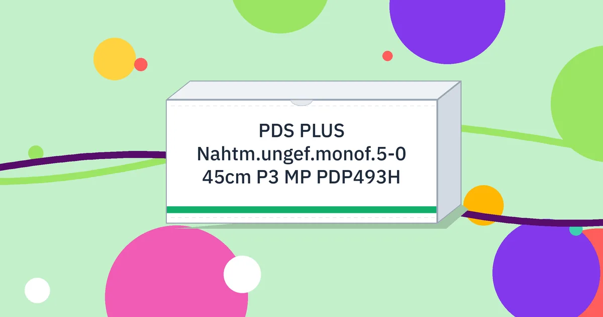 Symbolbild: Packung mit der Aufschrift PDS PLUS Nahtm.ungef.monof.5-0 45cm P3 MP PDP493H (PZN 20173719) – Verfügbarkeit und Bezug in Apotheken in Frankfurt am Main