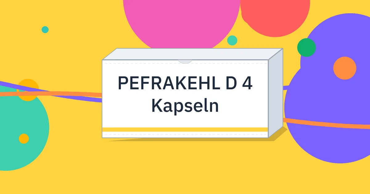 Symbolbild: Packung mit der Aufschrift PEFRAKEHL D 4 Kapseln (PZN 04413383) – Verfügbarkeit und Bezug in Apotheken in Frankfurt am Main