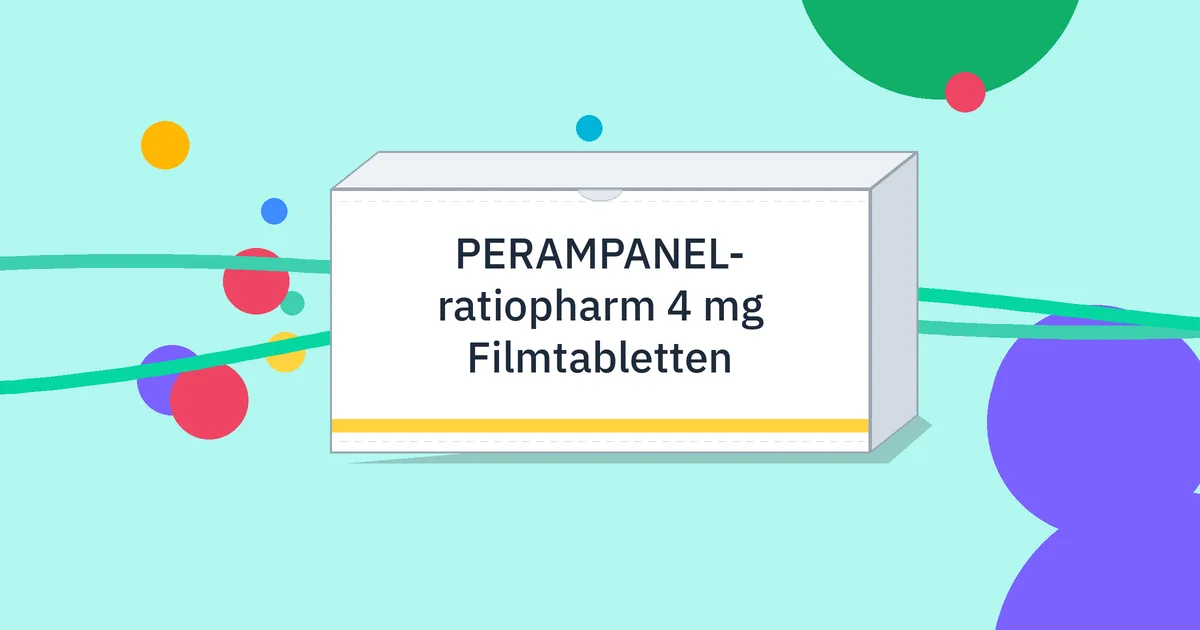 Symbolbild: Packung mit der Aufschrift PERAMPANEL-ratiopharm 4 mg Filmtabletten (PZN 20106858) – Verfügbarkeit und Bezug in Apotheken in Frankfurt am Main