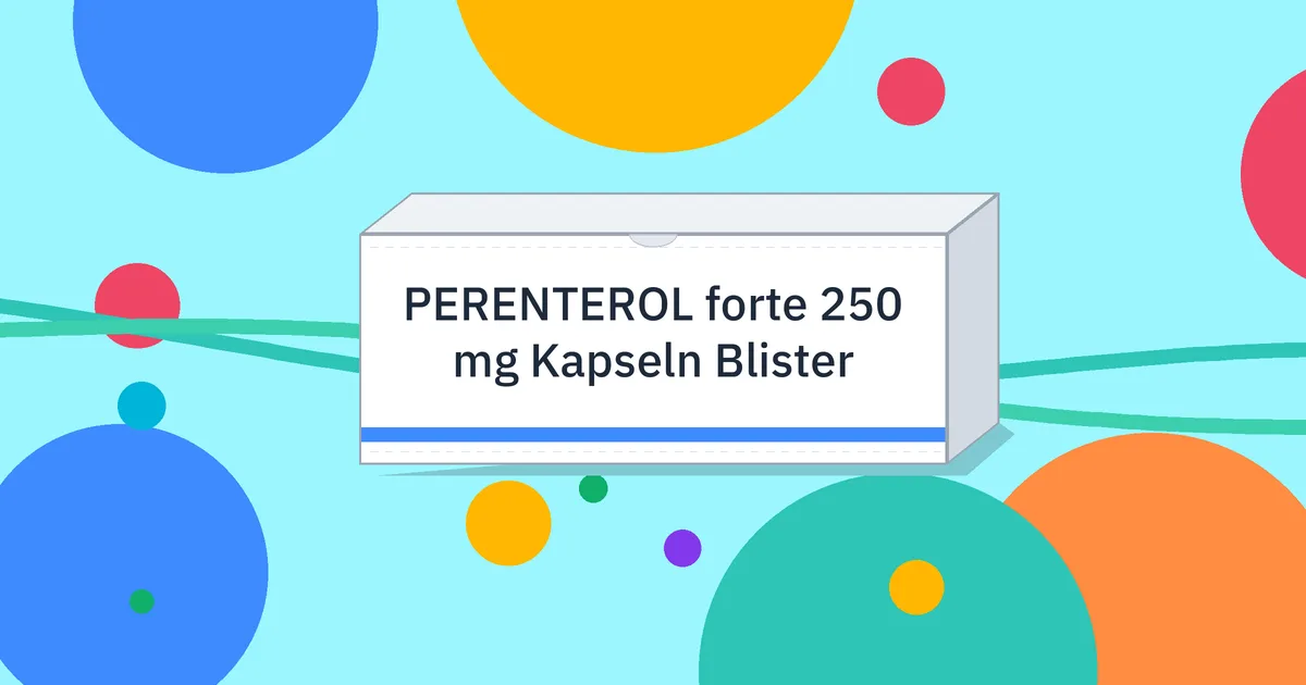Symbolbild: Packung mit der Aufschrift PERENTEROL forte 250 mg Kapseln Blister (PZN 07567371) – Verfügbarkeit und Bezug in Apotheken in Frankfurt am Main