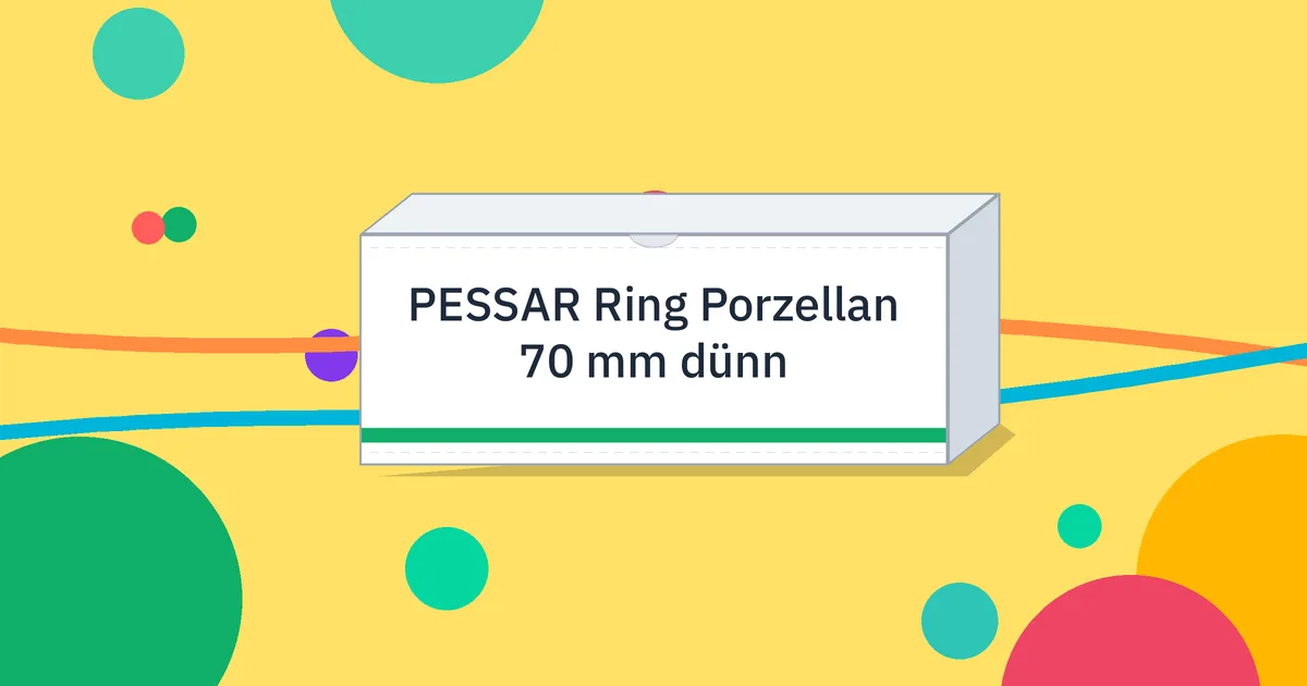 Symbolbild: Packung mit der Aufschrift PESSAR Ring Porzellan 70 mm dünn (PZN 01733354) – Verfügbarkeit und Bezug in Apotheken in Frankfurt am Main