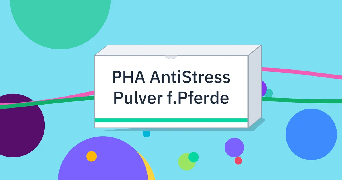 Symbolbild: Packung mit der Aufschrift PHA AntiStress Pulver f.Pferde (PZN 09670883) – Verfügbarkeit und Bezug in Apotheken in Frankfurt am Main