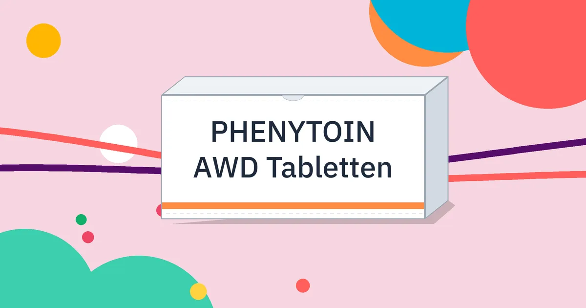 Symbolbild: Packung mit der Aufschrift PHENYTOIN AWD Tabletten (PZN 04503146) – Verfügbarkeit und Bezug in Apotheken in Frankfurt am Main