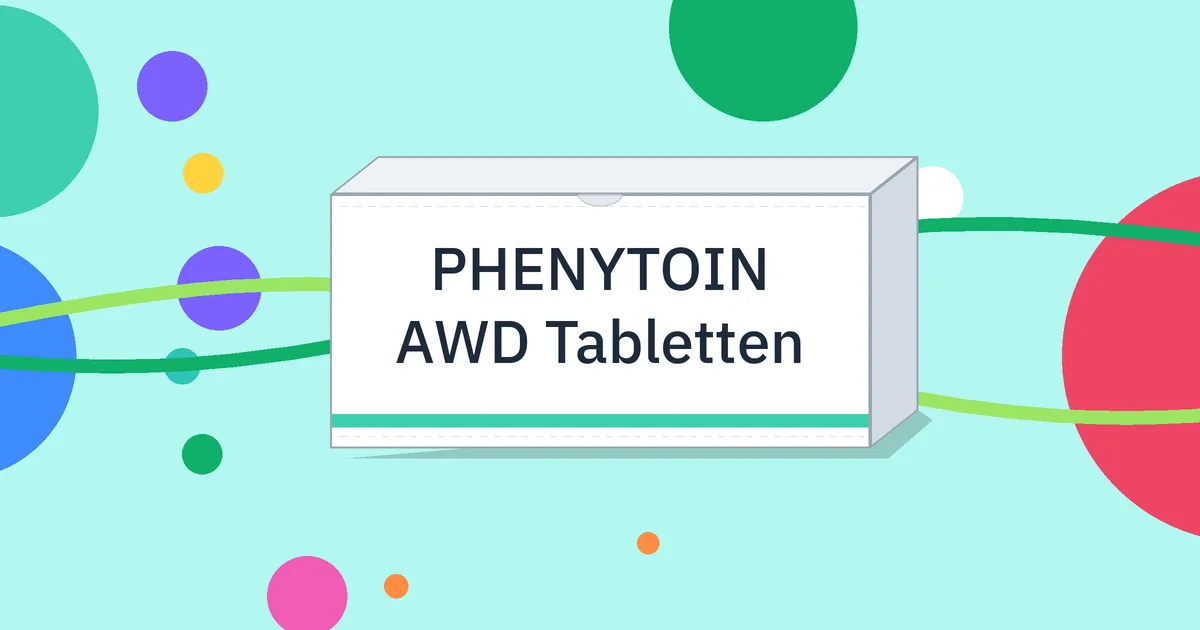 Symbolbild: Packung mit der Aufschrift PHENYTOIN AWD Tabletten (PZN 04503123) – Verfügbarkeit und Bezug in Apotheken in Frankfurt am Main