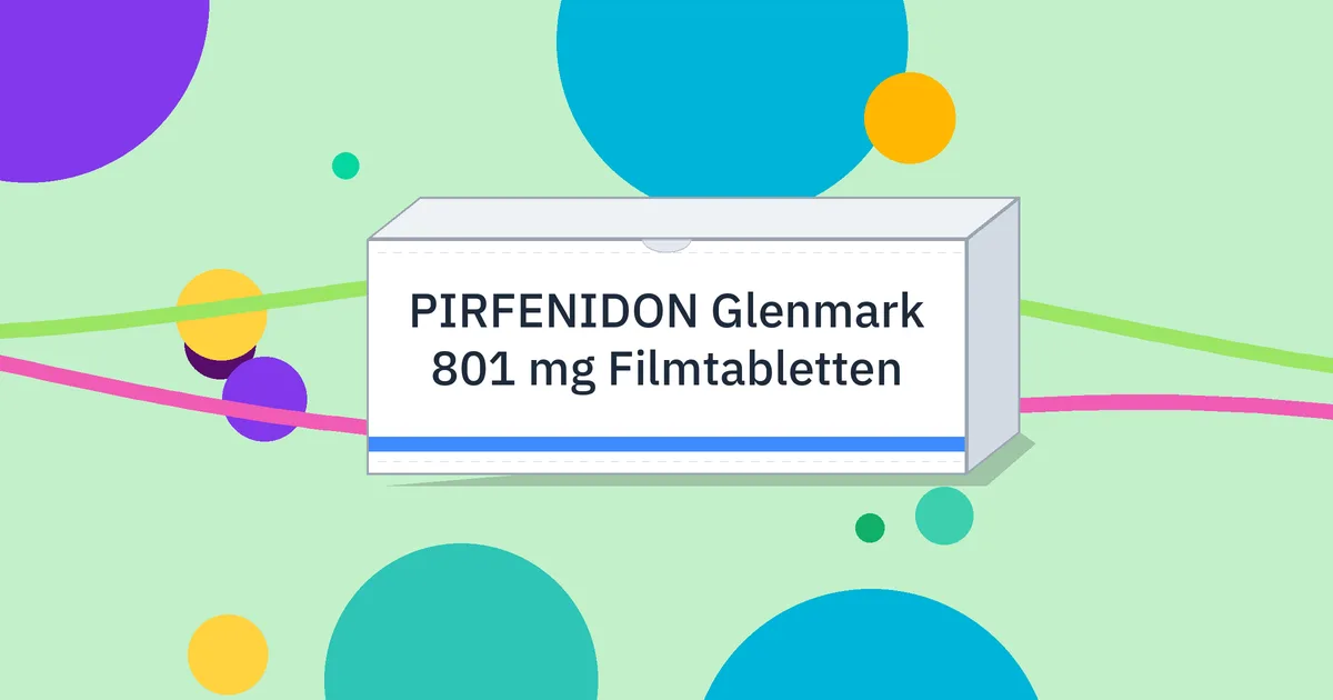 Symbolbild: Packung mit der Aufschrift PIRFENIDON Glenmark 801 mg Filmtabletten (PZN 18371688) – Verfügbarkeit und Bezug in Apotheken in Frankfurt am Main