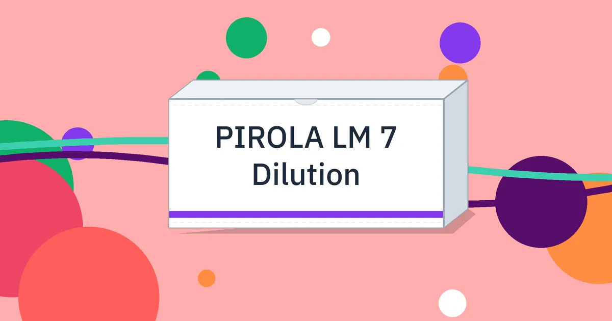 Symbolbild: Packung mit der Aufschrift PIROLA LM 7 Dilution (PZN 13645224) – Verfügbarkeit und Bezug in Apotheken in Frankfurt am Main