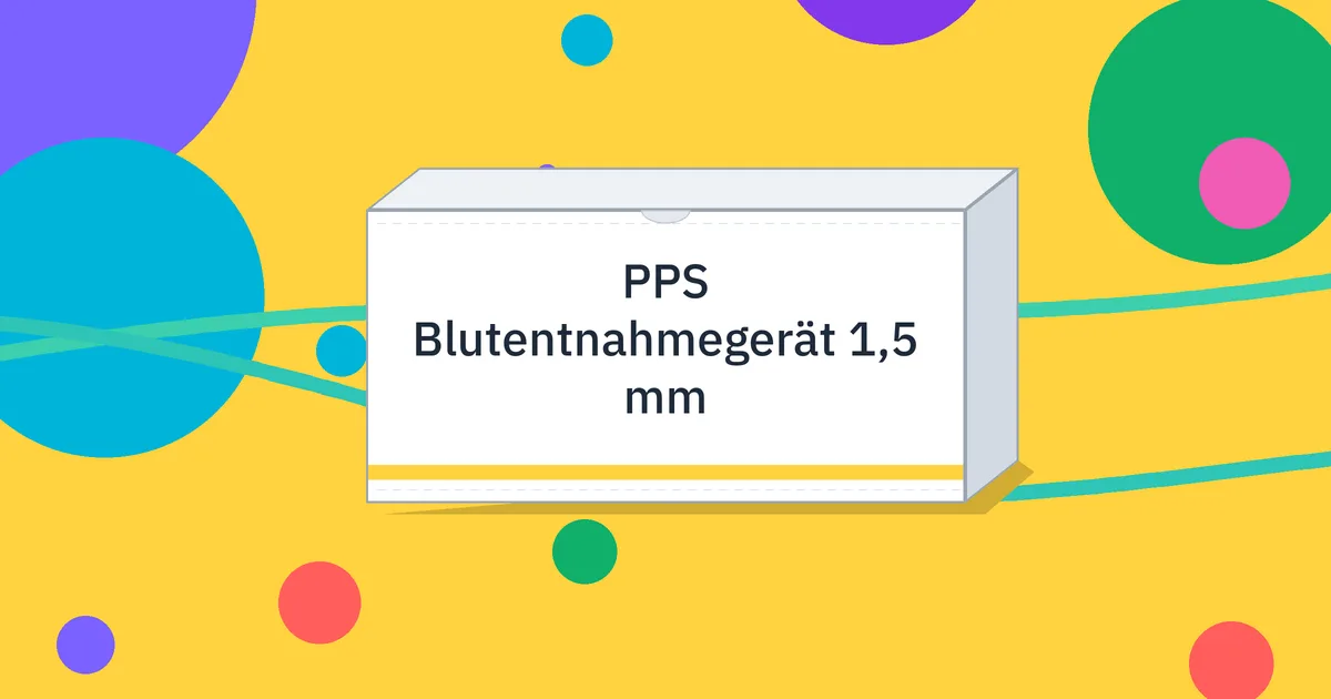 Symbolbild: Packung mit der Aufschrift PPS Blutentnahmegerät 1,5 mm (PZN 05028983) – Verfügbarkeit und Bezug in Apotheken in Frankfurt am Main