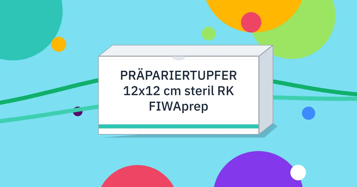 Symbolbild: Packung mit der Aufschrift PRÄPARIERTUPFER 12x12 cm steril RK FIWAprep (PZN 11860591) – Verfügbarkeit und Bezug in Apotheken in Frankfurt am Main