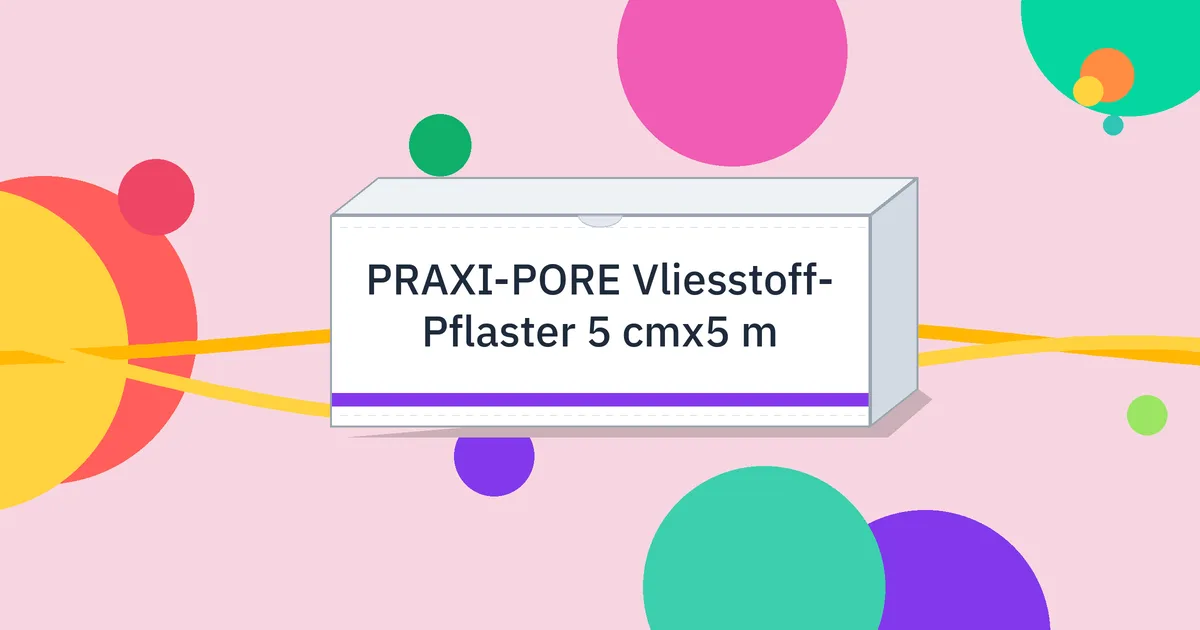 Symbolbild: Packung mit der Aufschrift PRAXI-PORE Vliesstoff-Pflaster 5 cmx5 m (PZN 12827609) – Verfügbarkeit und Bezug in Apotheken in Frankfurt am Main