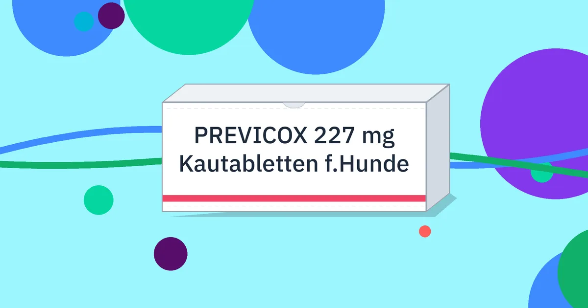 Symbolbild: Packung mit der Aufschrift PREVICOX 227 mg Kautabletten f.Hunde (PZN 10212915) – Verfügbarkeit und Bezug in Apotheken in Frankfurt am Main