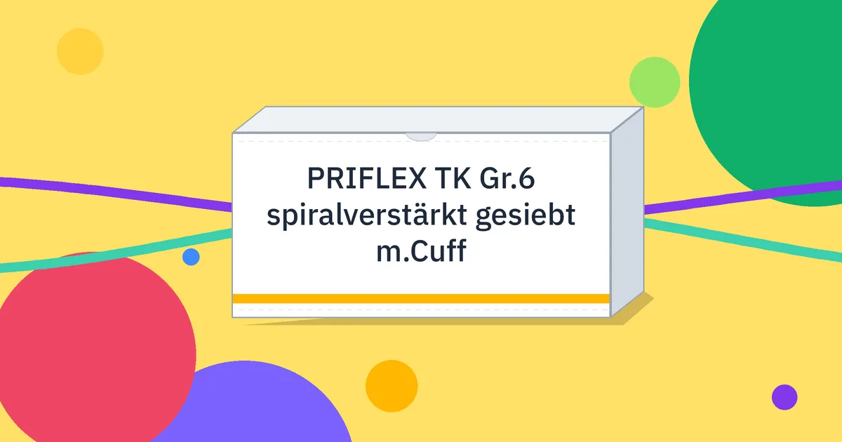 Symbolbild: Packung mit der Aufschrift PRIFLEX TK Gr.6 spiralverstärkt gesiebt m.Cuff (PZN 11875078) – Verfügbarkeit und Bezug in Apotheken in Frankfurt am Main
