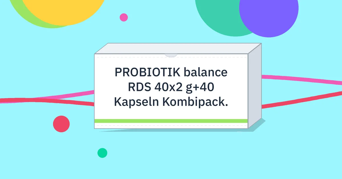 Symbolbild: Packung mit der Aufschrift PROBIOTIK balance RDS 40x2 g+40 Kapseln Kombipack. (PZN 14366101) – Verfügbarkeit und Bezug in Apotheken in Frankfurt am Main