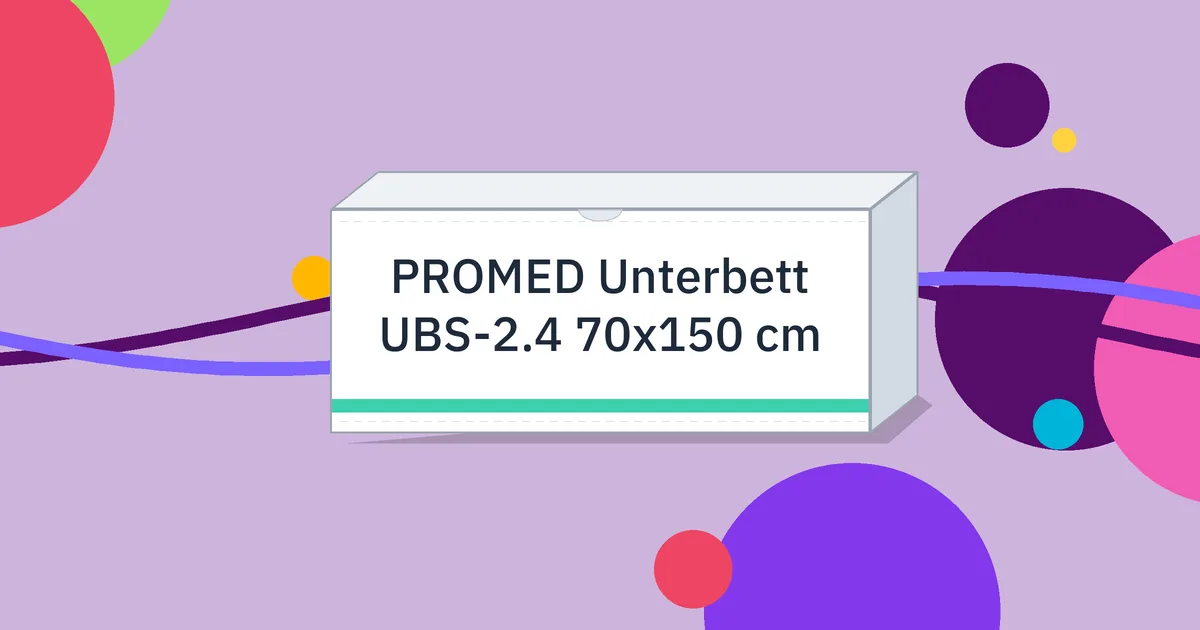 Symbolbild: Packung mit der Aufschrift PROMED Unterbett UBS-2.4 70x150 cm (PZN 12635927) – Verfügbarkeit und Bezug in Apotheken in Frankfurt am Main