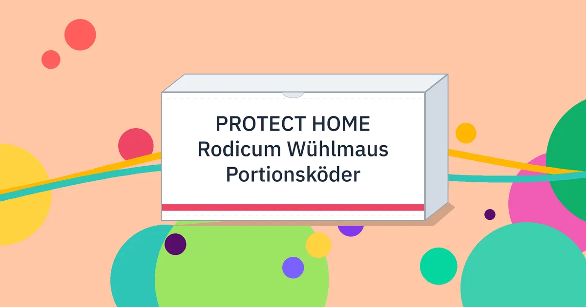 Symbolbild: Packung mit der Aufschrift PROTECT HOME Rodicum Wühlmaus Portionsköder (PZN 13753623) – Verfügbarkeit und Bezug in Apotheken in Frankfurt am Main