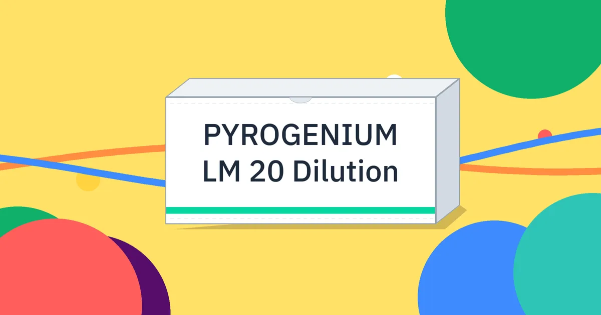 Symbolbild: Packung mit der Aufschrift PYROGENIUM LM 20 Dilution (PZN 13045091) – Verfügbarkeit und Bezug in Apotheken in Frankfurt am Main