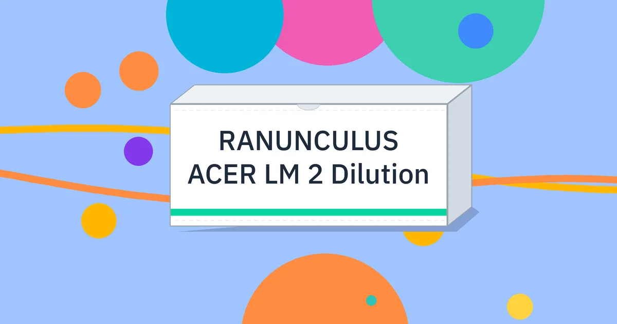 Symbolbild: Packung mit der Aufschrift RANUNCULUS ACER LM 2 Dilution (PZN 13675372) – Verfügbarkeit und Bezug in Apotheken in Frankfurt am Main