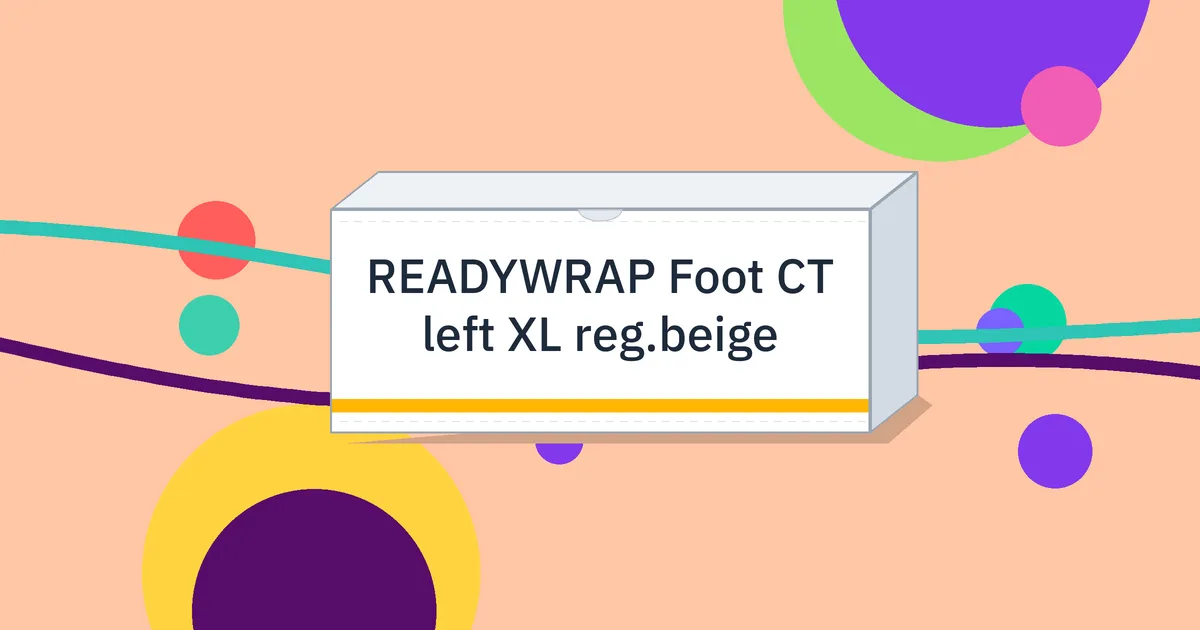 Symbolbild: Packung mit der Aufschrift READYWRAP Foot CT left XL reg.beige (PZN 18008781) – Verfügbarkeit und Bezug in Apotheken in Frankfurt am Main