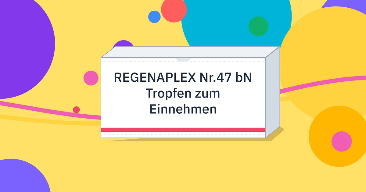 Symbolbild: Packung mit der Aufschrift REGENAPLEX Nr.47 bN Tropfen zum Einnehmen (PZN 04116260) – Verfügbarkeit und Bezug in Apotheken in Frankfurt am Main