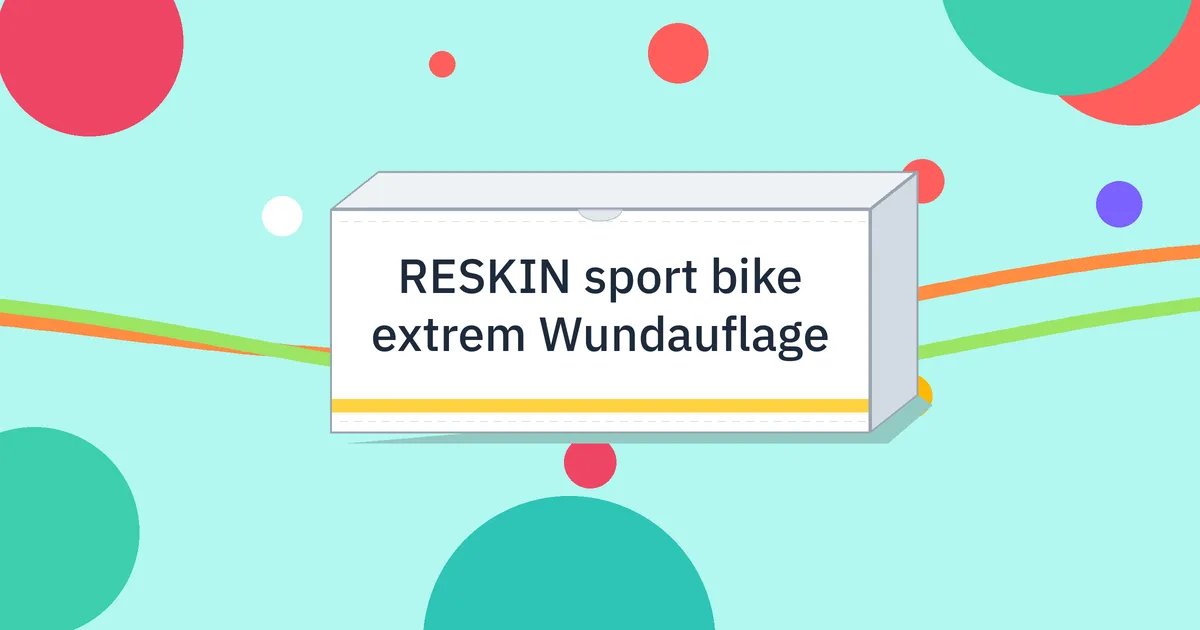 Symbolbild: Packung mit der Aufschrift RESKIN sport bike extrem Wundauflage (PZN 18740306) – Verfügbarkeit und Bezug in Apotheken in Frankfurt am Main
