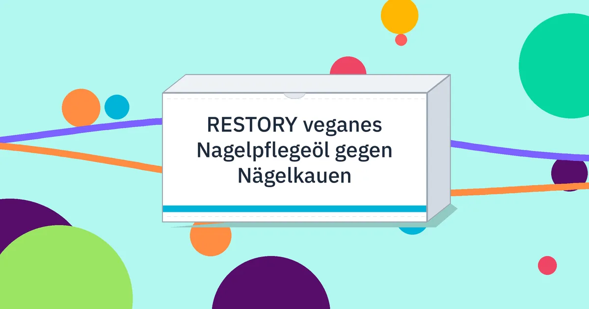 Symbolbild: Packung mit der Aufschrift RESTORY veganes Nagelpflegeöl gegen Nägelkauen (PZN 20863772) – Verfügbarkeit und Bezug in Apotheken in Frankfurt am Main
