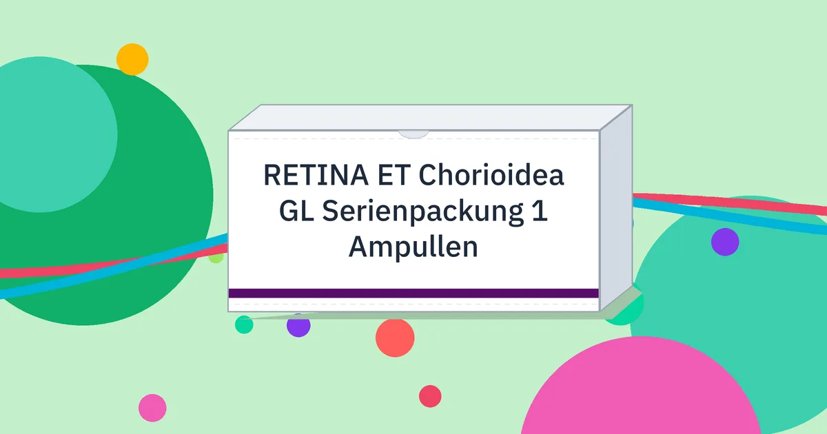Symbolbild: Packung mit der Aufschrift RETINA ET Chorioidea GL Serienpackung 1 Ampullen (PZN 02487532) – Verfügbarkeit und Bezug in Apotheken in Frankfurt am Main