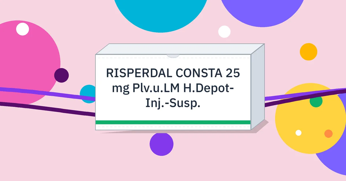 Symbolbild: Packung mit der Aufschrift RISPERDAL CONSTA 25 mg Plv.u.LM H.Depot-Inj.-Susp. (PZN 11883379) – Verfügbarkeit und Bezug in Apotheken in Frankfurt am Main