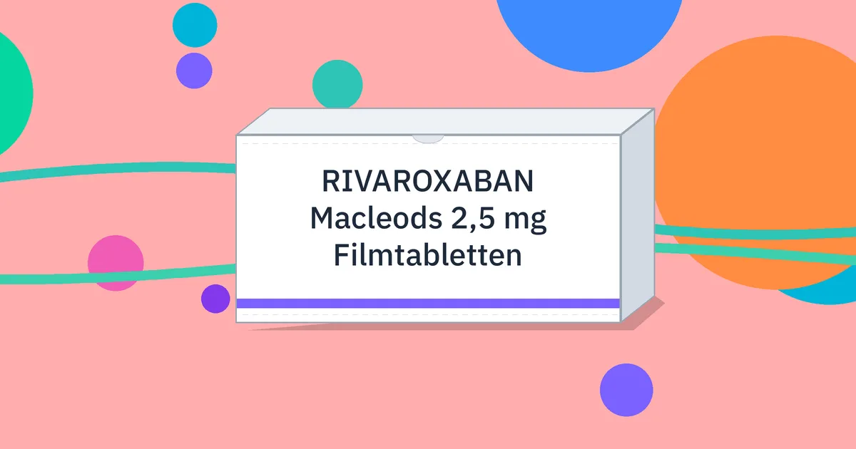 Symbolbild: Packung mit der Aufschrift RIVAROXABAN Macleods 2,5 mg Filmtabletten (PZN 20179509) – Verfügbarkeit und Bezug in Apotheken in Frankfurt am Main