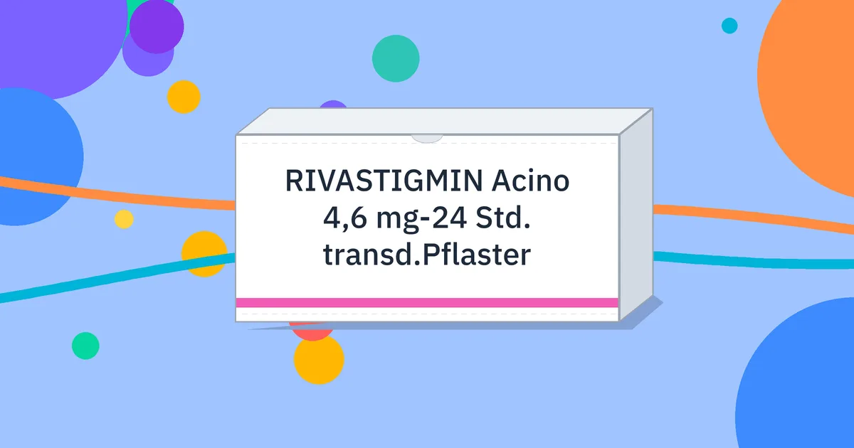 Symbolbild: Packung mit der Aufschrift RIVASTIGMIN Acino 4,6 mg-24 Std. transd.Pflaster (PZN 11303844) – Verfügbarkeit und Bezug in Apotheken in Frankfurt am Main