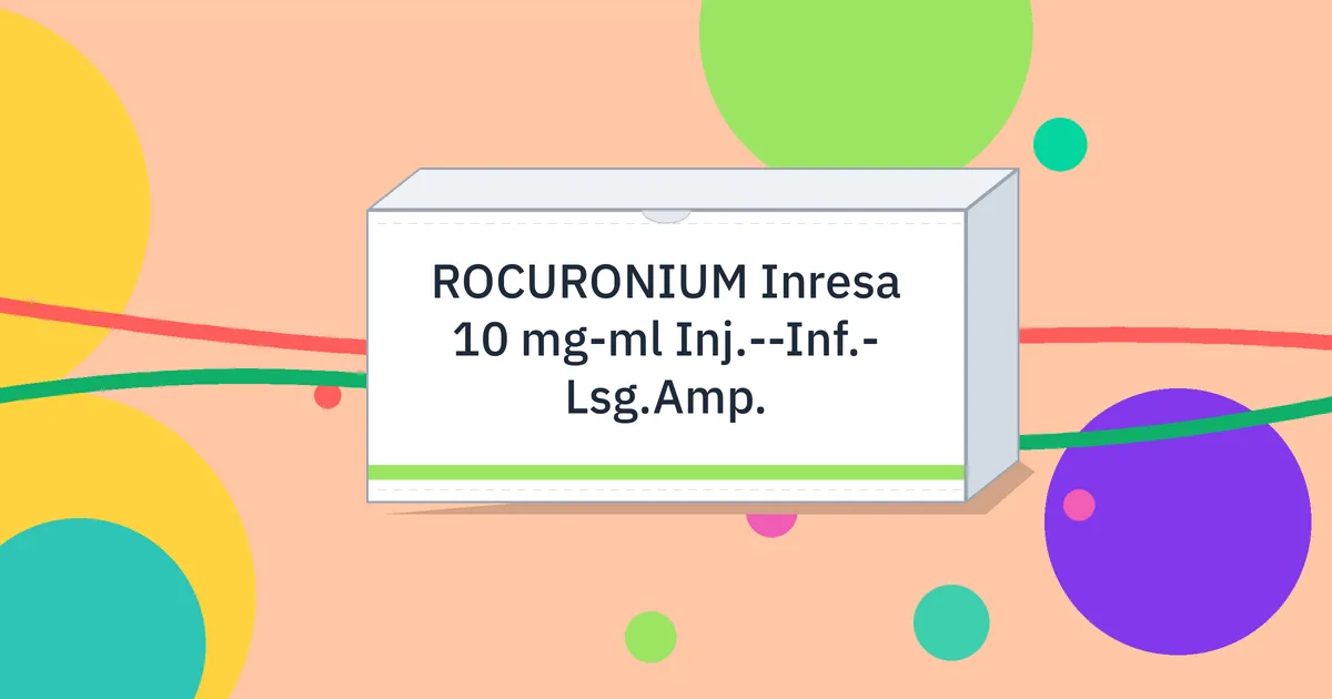 Symbolbild: Packung mit der Aufschrift ROCURONIUM Inresa 10 mg-ml Inj.--Inf.-Lsg.Amp. (PZN 15560578) – Verfügbarkeit und Bezug in Apotheken in Frankfurt am Main