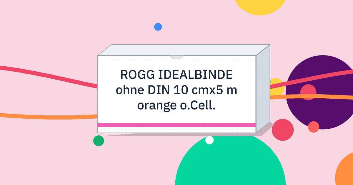 Symbolbild: Packung mit der Aufschrift ROGG IDEALBINDE ohne DIN 10 cmx5 m orange o.Cell. (PZN 16530929) – Verfügbarkeit und Bezug in Apotheken in Frankfurt am Main