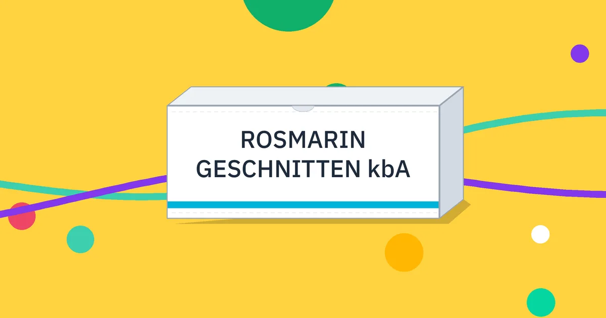 Symbolbild: Packung mit der Aufschrift ROSMARIN GESCHNITTEN kbA (PZN 05511188) – Verfügbarkeit und Bezug in Apotheken in Frankfurt am Main